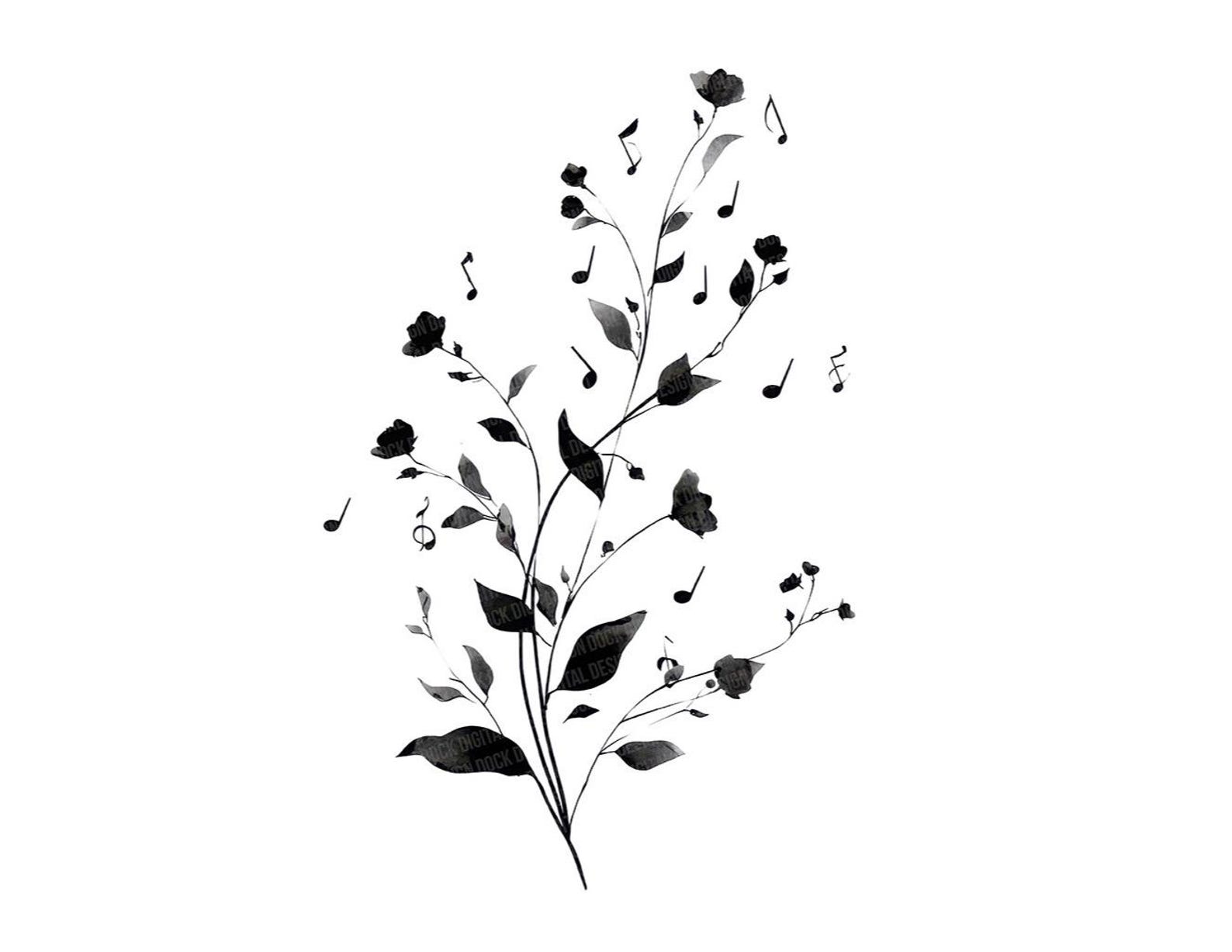 Music Note Flower PNG Clipart, 12x Wildflower Music Art Set, Printable ...