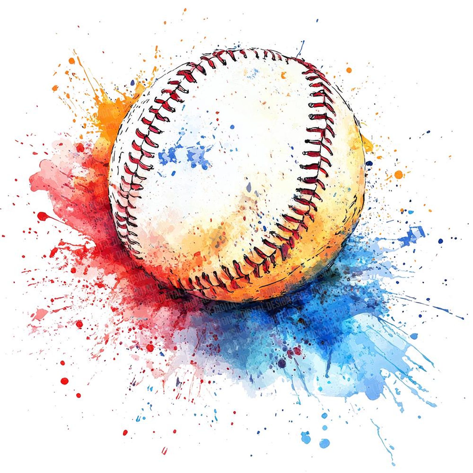 12 Baseball PNG Clipart, Watercolor Sports Ball Art, Vibrant Baseball ...