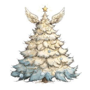 Angel Christmas Tree PNG Clipart, 12x Winged Holiday Trees Clip Art Set ...