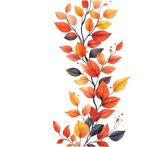 12 Fall Leaves Border Clipart, Watercolor Autumn Illustration ...