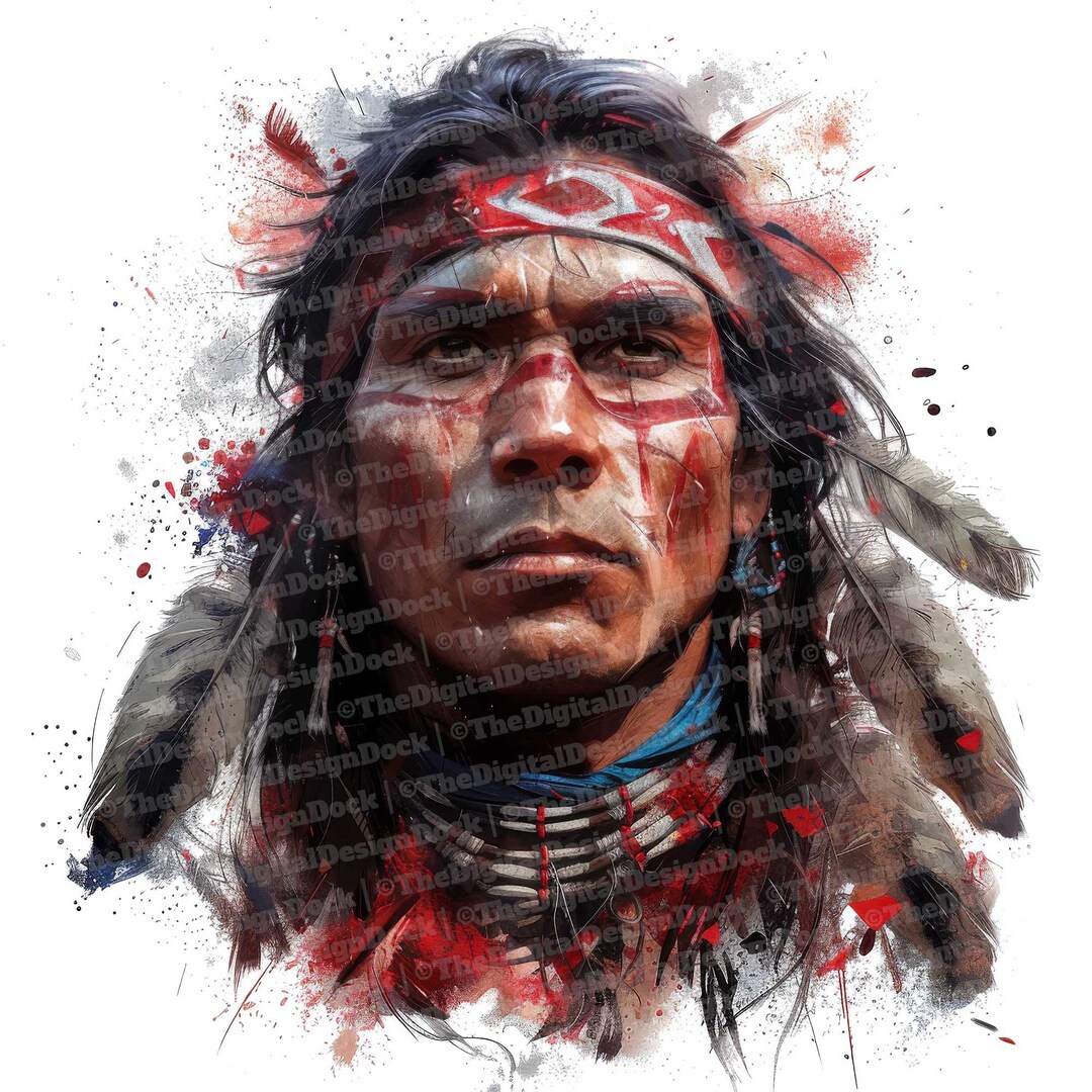 12x Native American Warrior Clipart, Red Indians Clipart, Printable ...