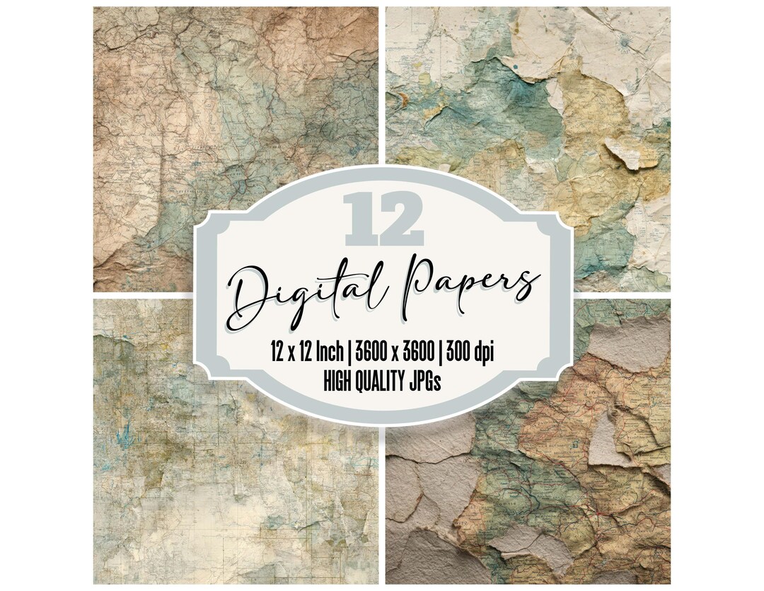 12x Old Map Tear Layers Junk Journal Paper Vintage Cartography Texture ...