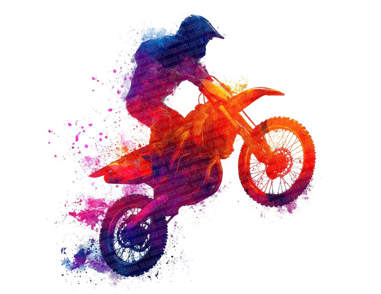 Motocross PNG Clipart, 12x Watercolor Dirt Bike Rider Art Set ...