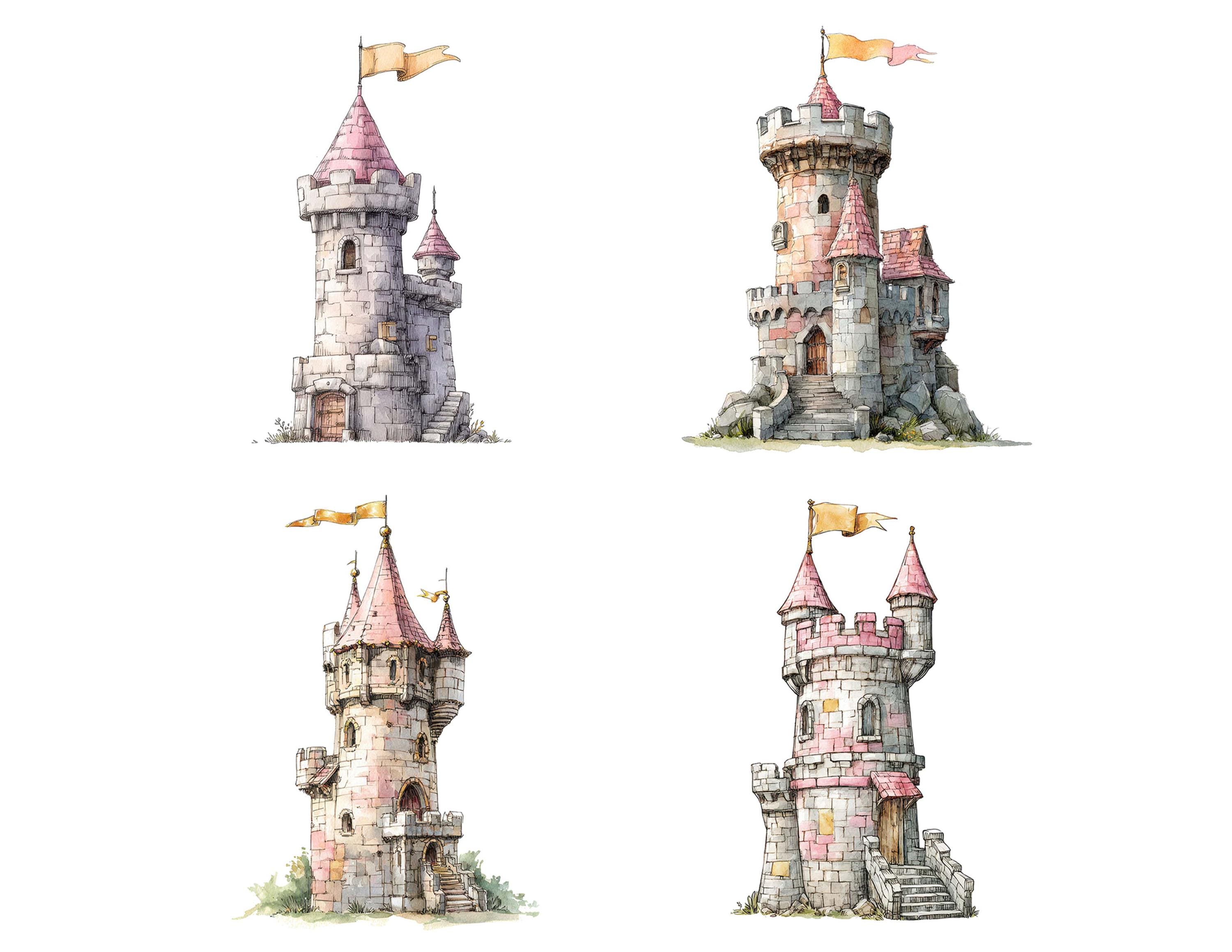 Princess Tower PNG Clipart, 12x Fairytale Castle Tower Art Set ...