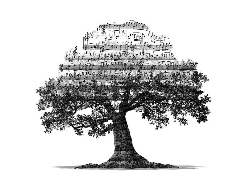 Music Note Tree Clipart, 12x Sheet Music Tree Clip Art Set, Printable ...