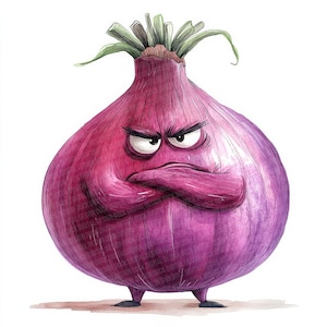 Angry Onion Watercolor PNG Clipart, 12x Funny Vegetable Character PNG ...