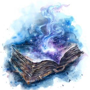 12 Enchanted Book Clipart, Watercolor Magic Spell Book Clipart ...