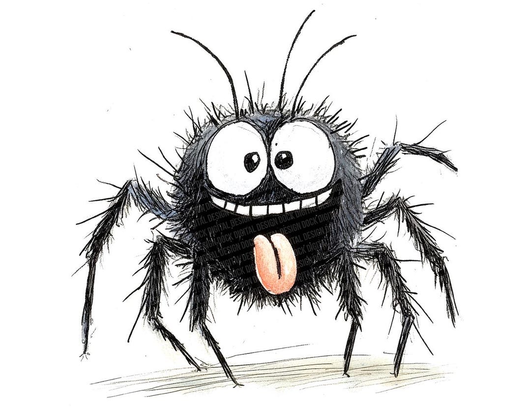 Cartoon Spider PNG Clipart, 12x Funny Bug Clip Art Set, Printable ...