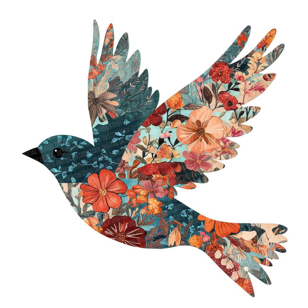 Quilt Pattern Bird Clipart, 12x Floral Birds Clip Art Set, Printable ...