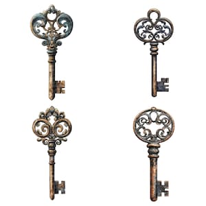 12 Antique Key PNG Clipart, Vintage Ornate Keys Art, High Quality Clip ...