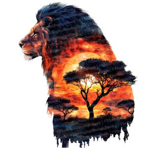 Lion Safari Clipart, 12 High Quality, Watercolor African Scene, Digital ...