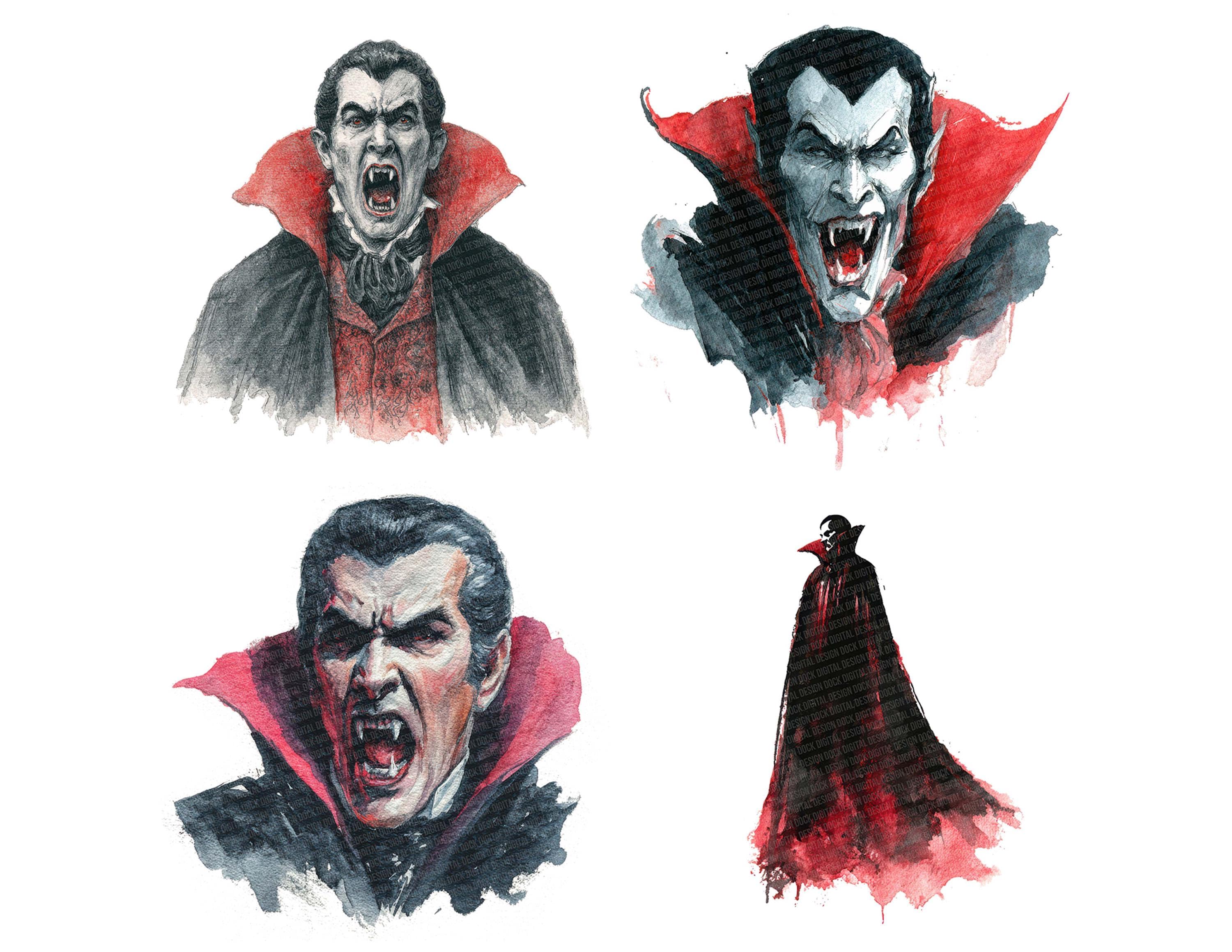 Vampire PNG Clipart, 12x Dracula Halloween Clip Art Set, Printable ...