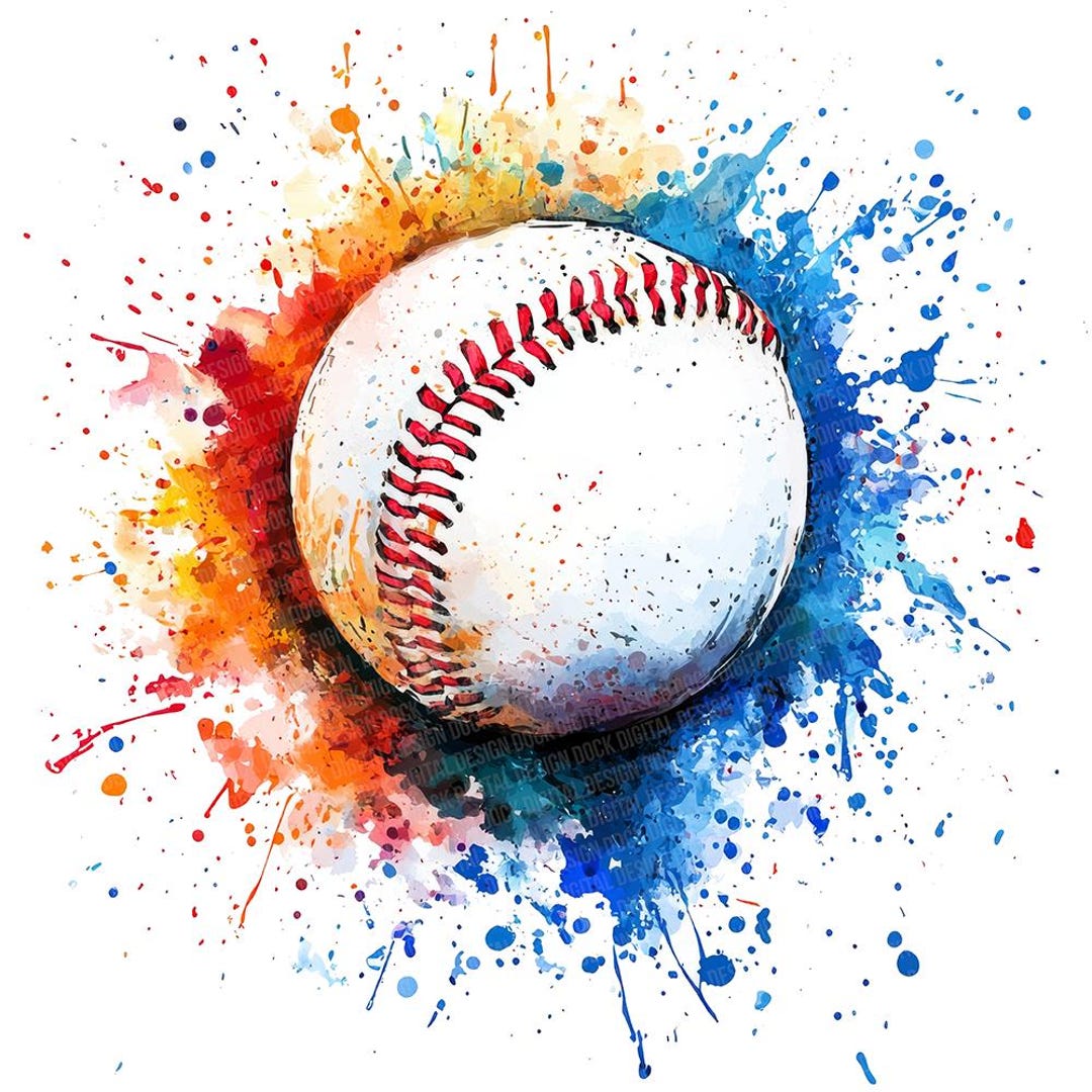 12 Baseball PNG Clipart, Watercolor Sports Ball Art, Vibrant Baseball ...