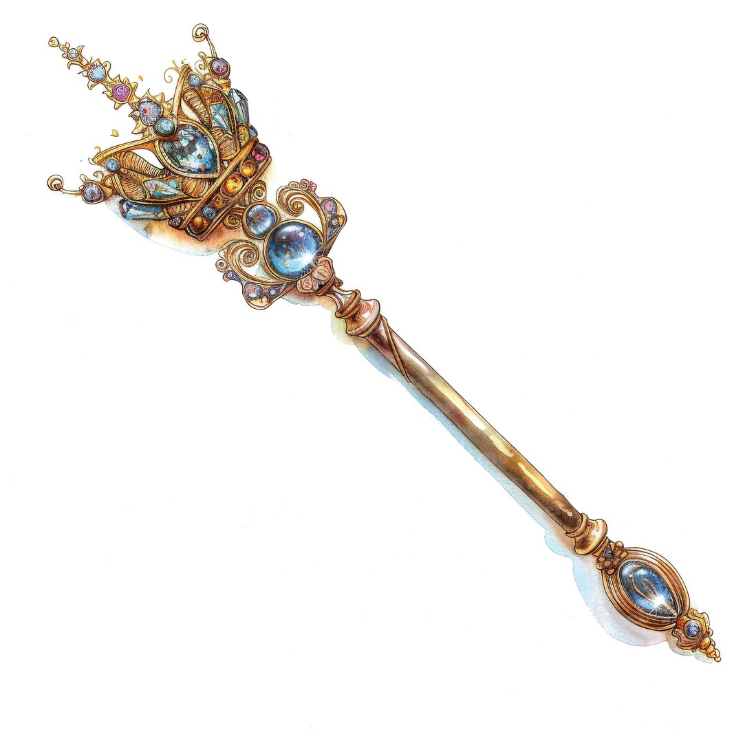 Princess Magic Wand Clipart, 12 Jpgs, Royal Wand Illustration ...