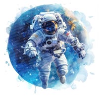 Watercolor Space Clipart Bundle, Nursery PNG Astronaut, Planets ...
