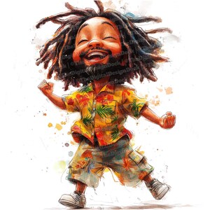 12 Dancing Reggae Man Clipart, Cartoon Music Character, Printable ...