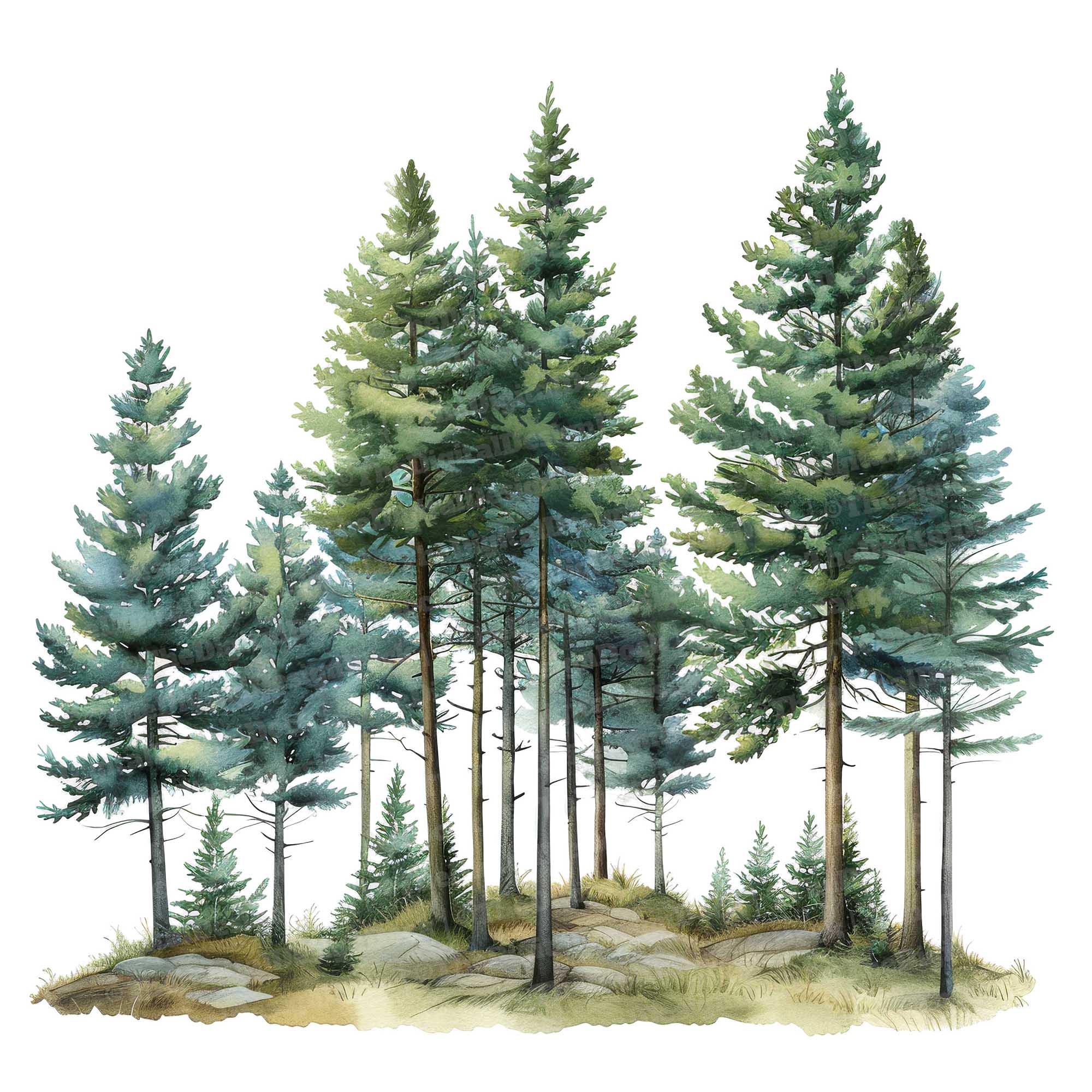 12 Pine Forest Clipart, Evergreen Trees Clipart, Printable Forest ...