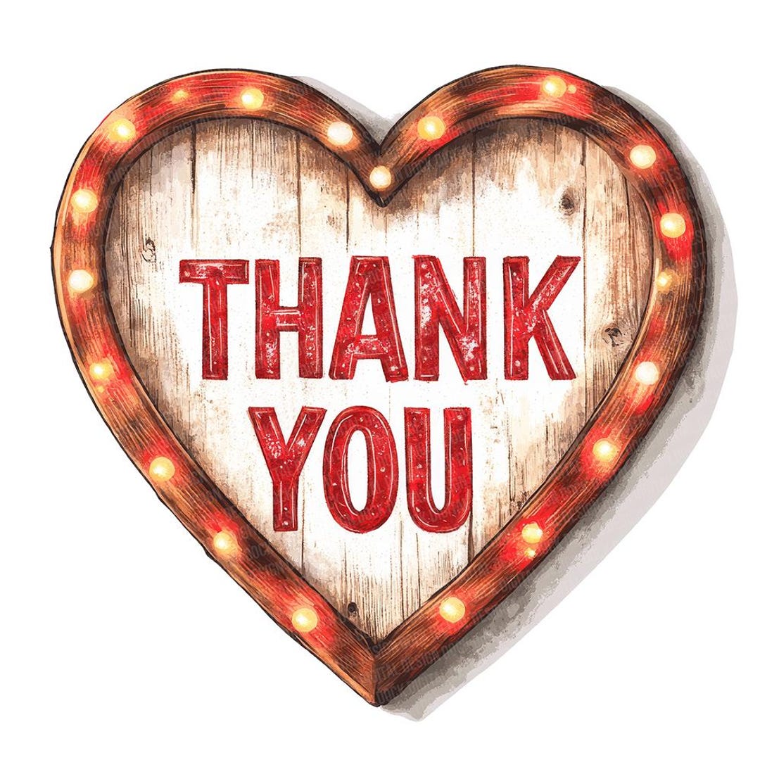 Thank You Heart PNG Clipart, 12x Rustic Heart Clip Art Set, Wooden ...