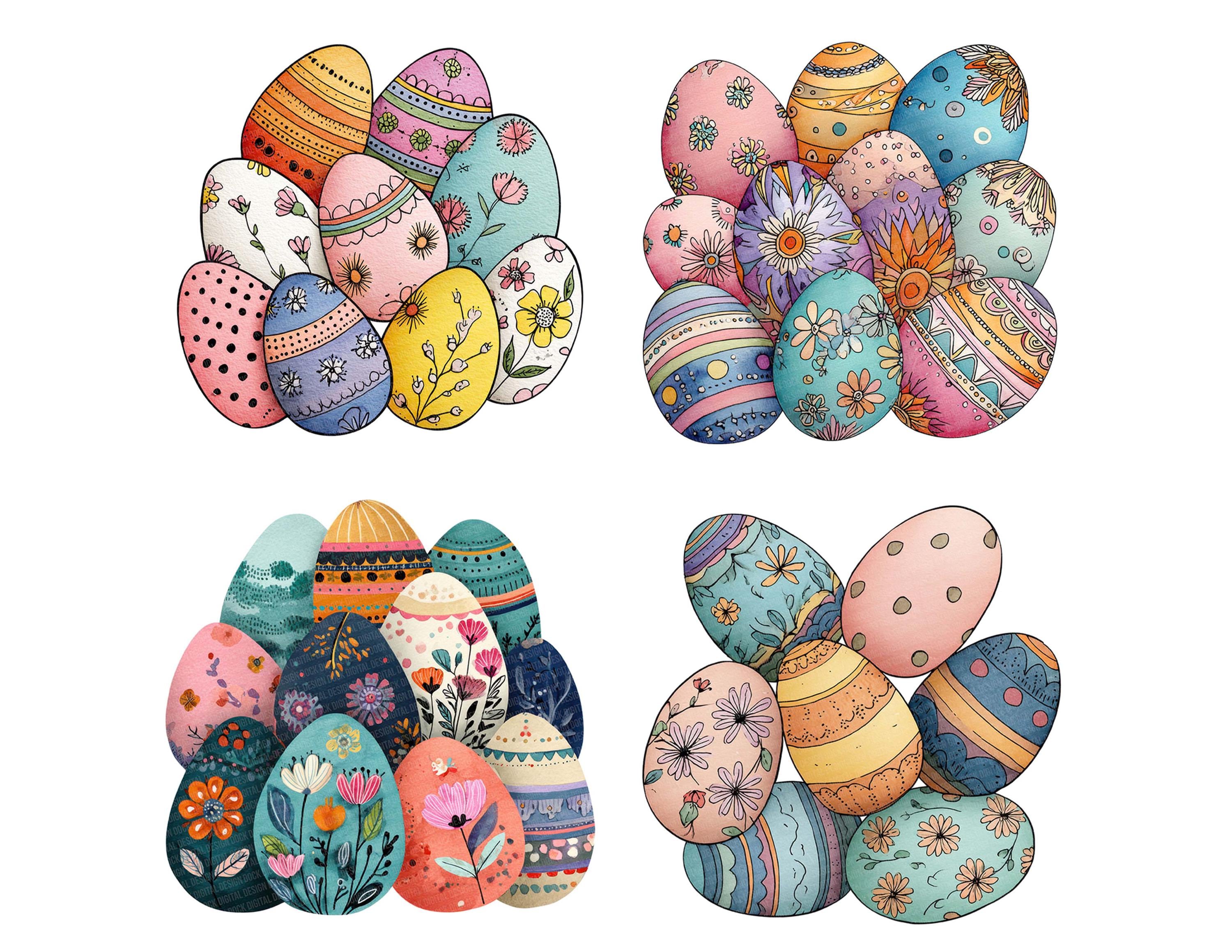 Floral Easter Egg PNG Clipart, 12x Patterned Egg Clip Art Set ...