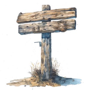 12 Rustic Beach Sign Clipart, Blank Wooden Sign Clipart, Printable ...