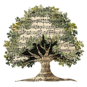 Music Note Tree Clipart, 12x Sheet Music Tree Clip Art Set, Printable ...