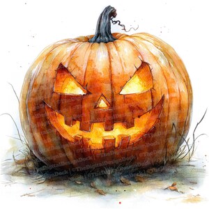 Jack-o'-lantern Clipart, Watercolor Pumpkins, Printable Watercolor ...