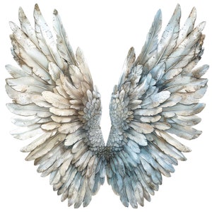 12x Angel Wings Clipart, Silver Angels Wings Clipart, Printable ...