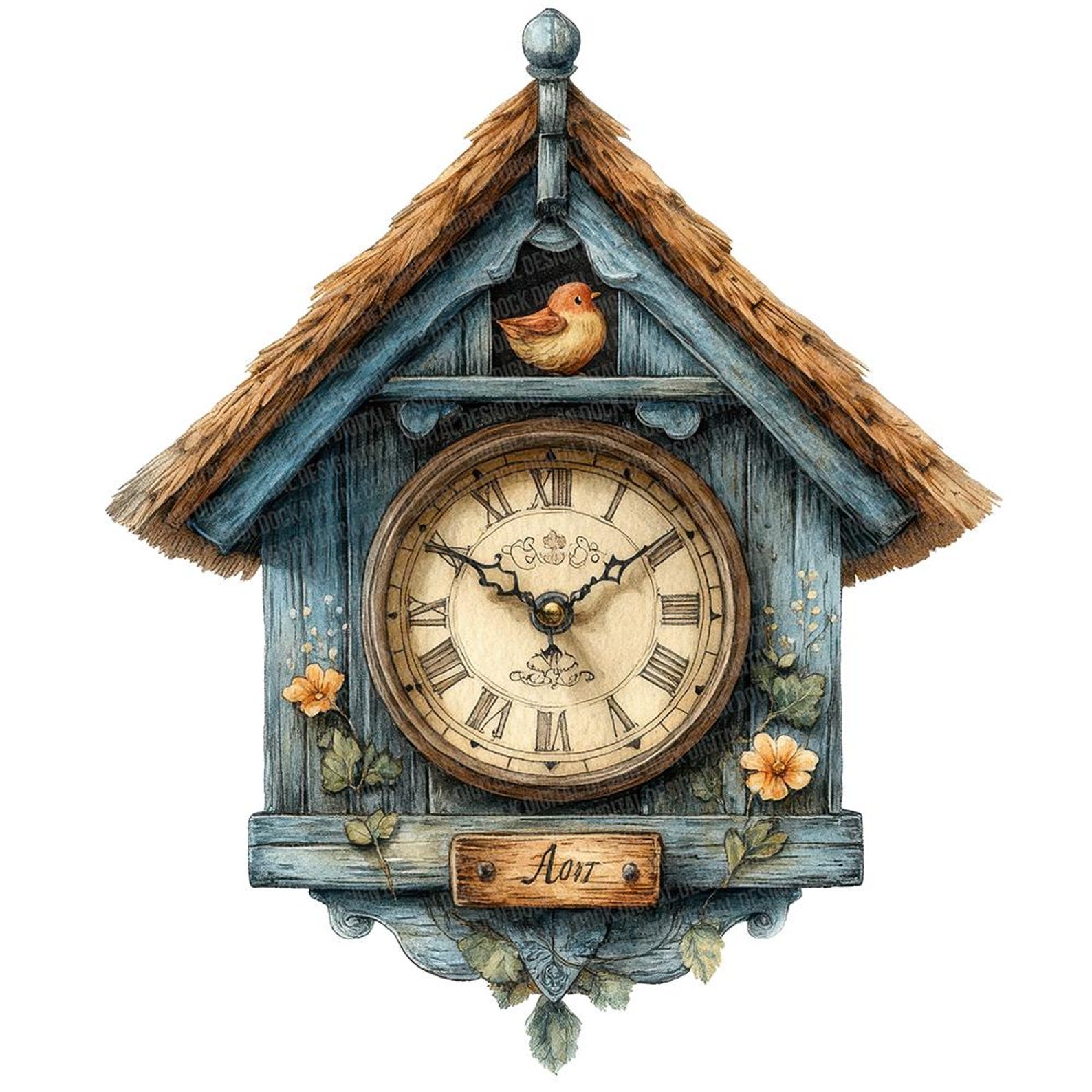 Cuckoo Clock PNG Clipart, 12x Wooden Clock Clip Art Set, Printable ...