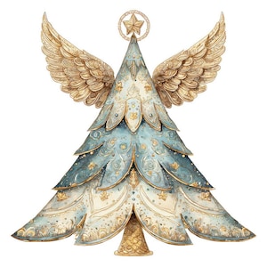 Angel Christmas Tree PNG Clipart, 12x Winged Holiday Trees Clip Art Set ...