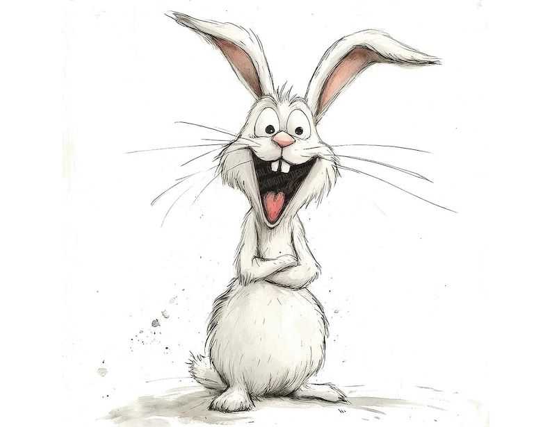 Quirky Rabbit PNG Clipart, 12x Funny Bunny Clip Art Set, Printable ...