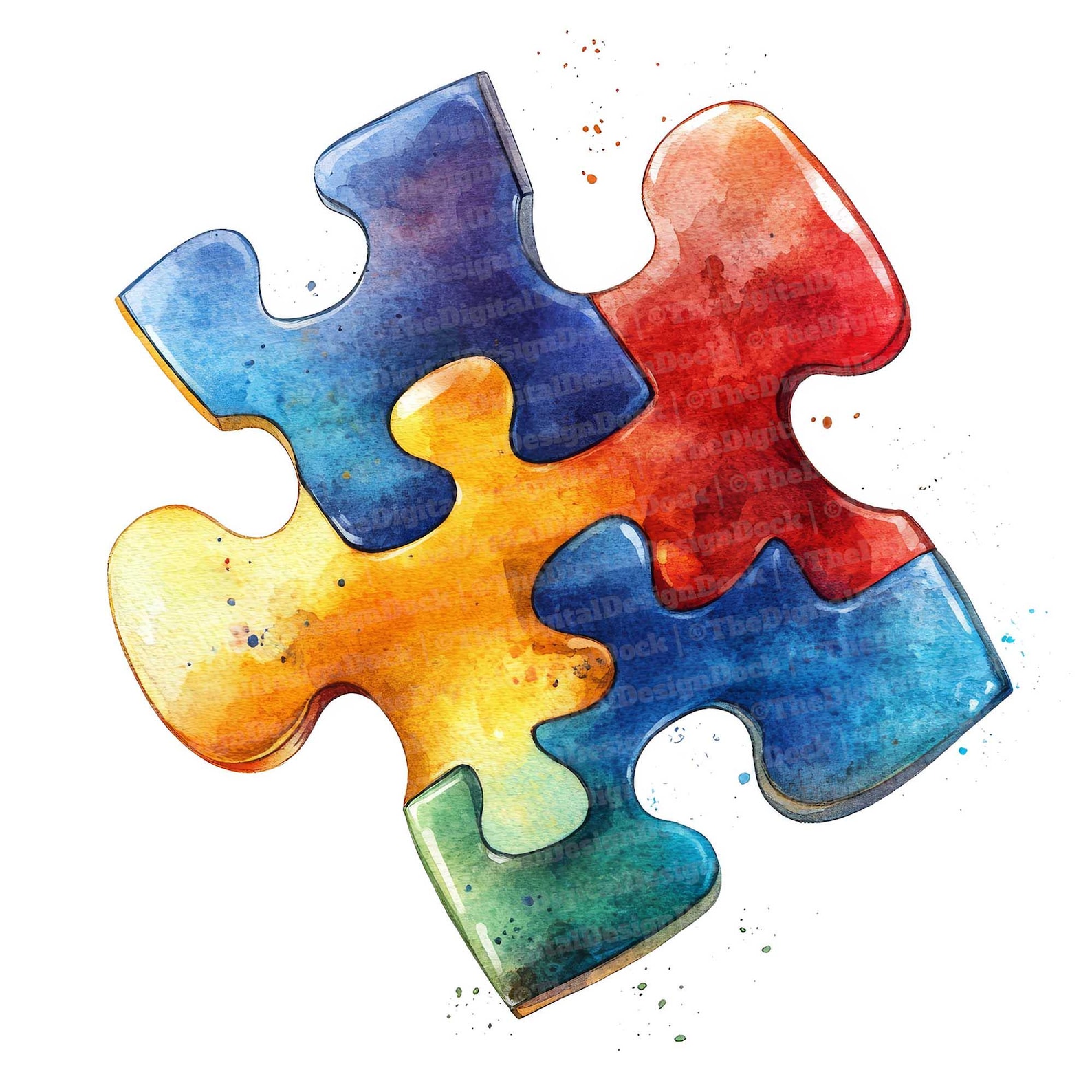 FREE to Charity, 12x Autism Awareness Clipart, Watercolor Autism Jigsaw ...