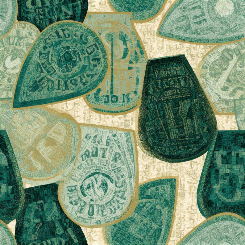 12x Ouija Planchette Junk Journal Paper ASCII Green Butter Digital ...