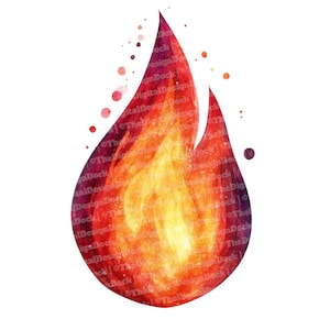 Fire Flame Clip Art, 12x Watercolor Flame Clipart Set, Printable Fire ...