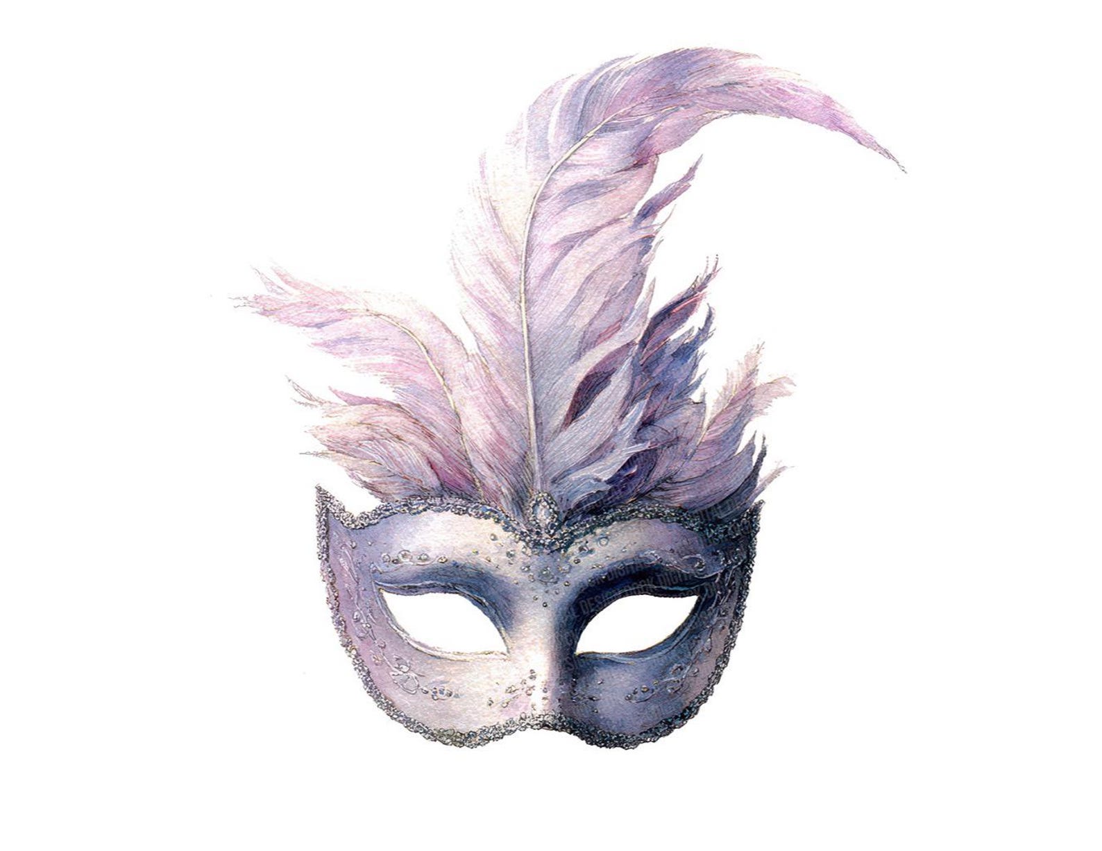 12 Feathered Masquerade PNG Clipart, Watercolor Party Mask Clip Art ...