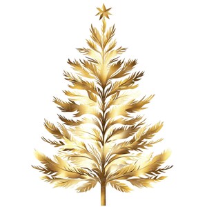 12x Gold Christmas Tree Clipart, Festive Watercolor Clipart, Printable ...