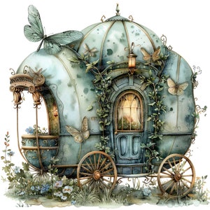 12x Fairy Carriage Clipart, Dragonfly Carriage Clipart, Printable ...