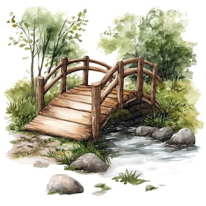 12x Forest Bridge Clip Art, Wooden Bridge Clip Art Set, Printable ...