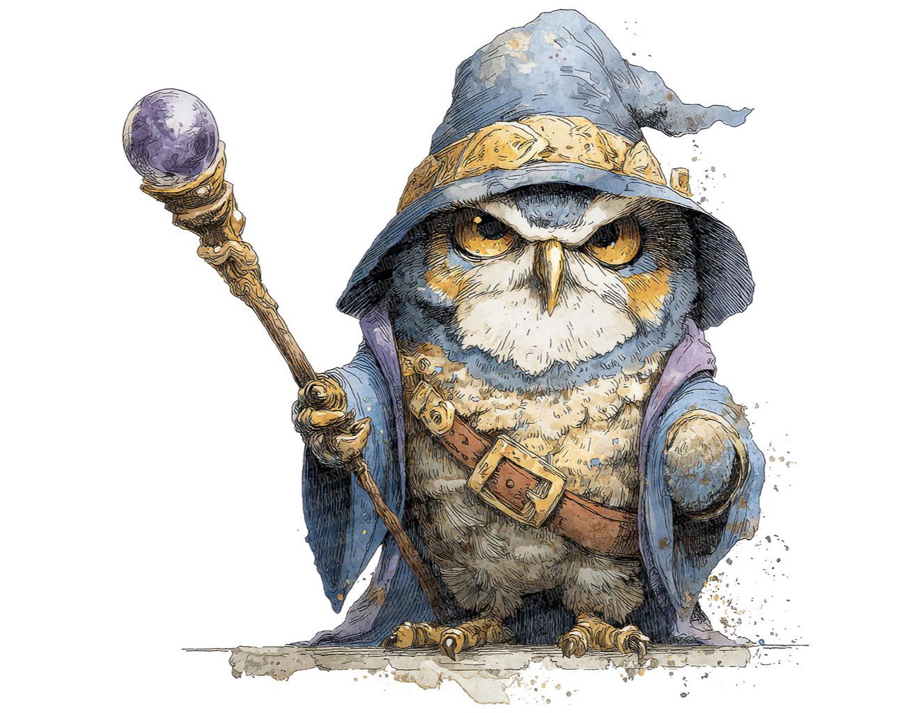 Owl Wizard PNG Clipart, 12x Magical Owl Clip Art, Printable Watercolor ...