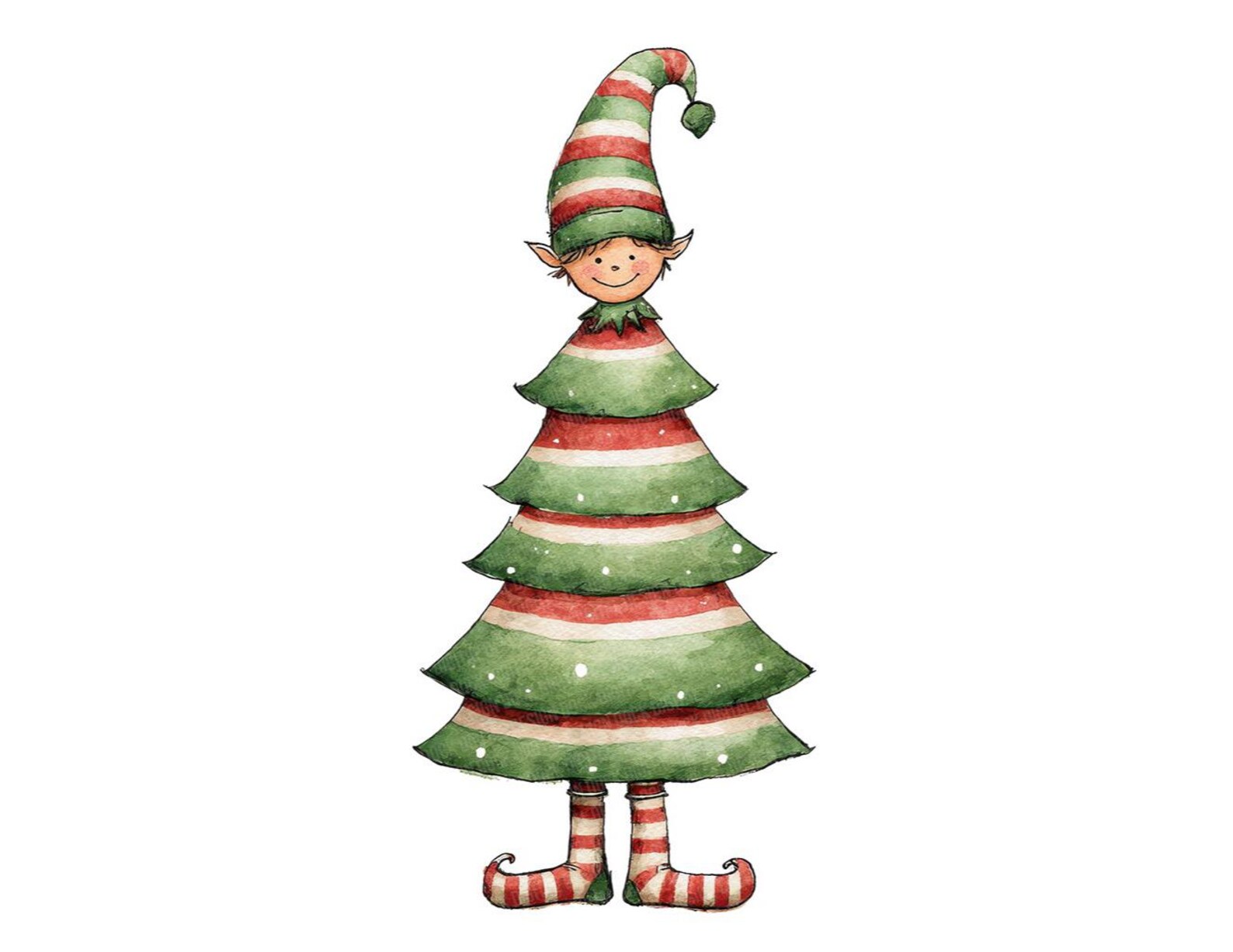 Elf Christmas Tree PNG Clipart, 12x Whimsical Holiday Tree Clip Art Set ...