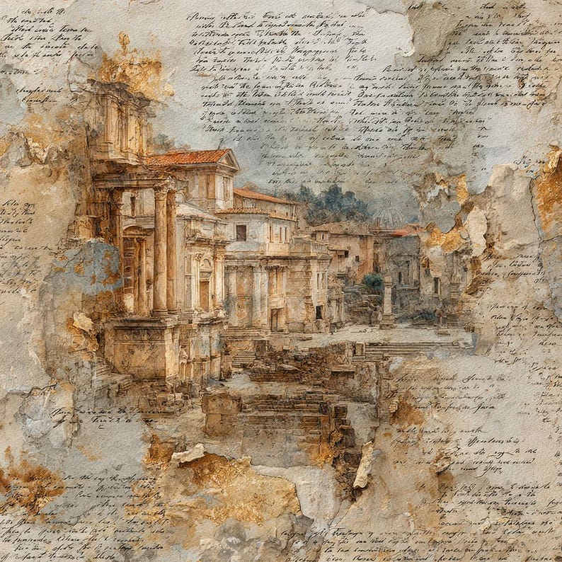 Roman Fresco Layers Digital Paper Pack With Ancient Ruins and ...