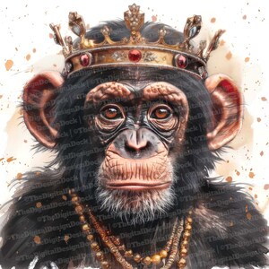Cute Monkey Clipart, 12 Jpgs, Monkey Crown Clipart, Printable ...