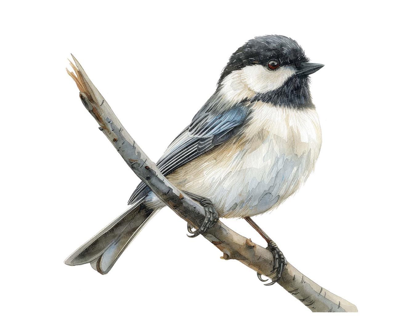 Chickadee Clipart, 12x Small Woodland Bird Art Set, Printable ...