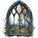12x Gothic Cemetery Clipart, Haunted Graveyard Window, Printable ...