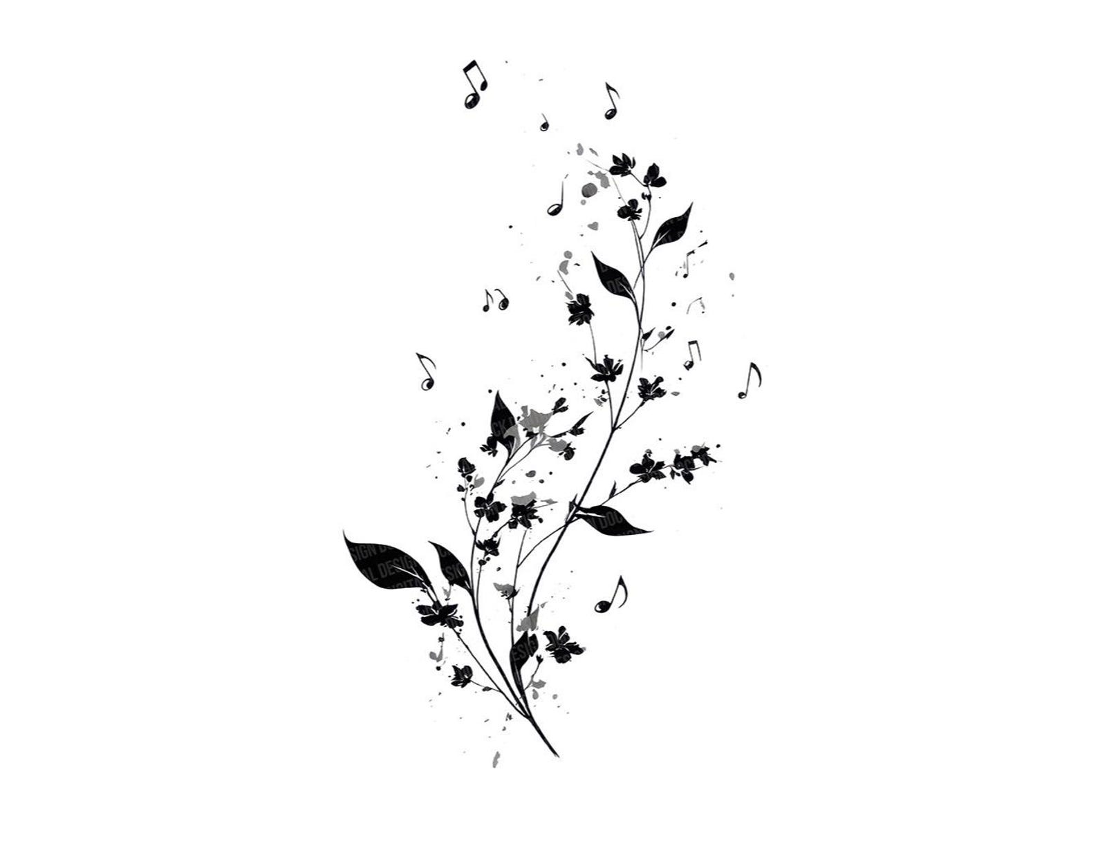 Music Note Flower PNG Clipart, 12x Wildflower Music Art Set, Printable ...