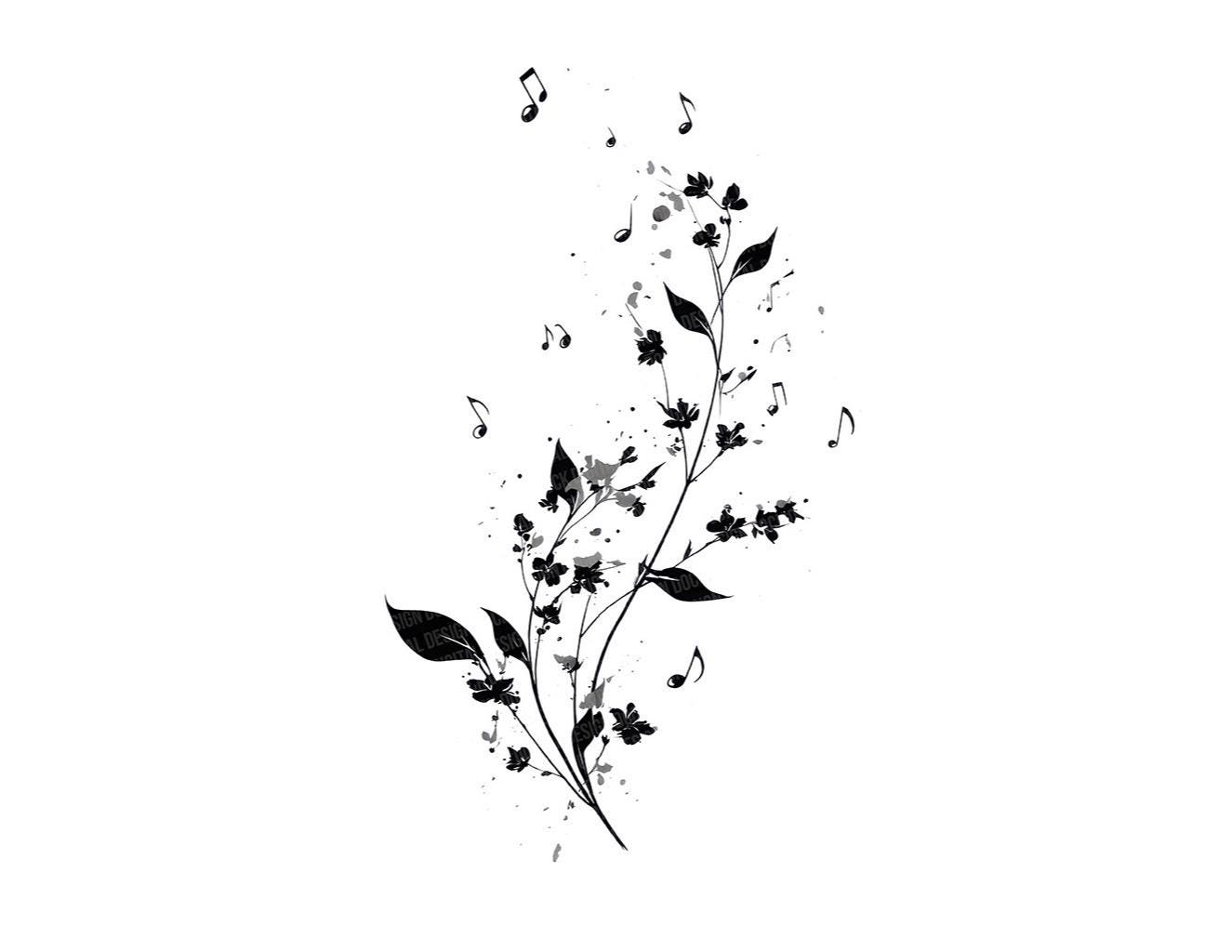 Music Note Flower PNG Clipart, 12x Wildflower Music Art Set, Printable ...