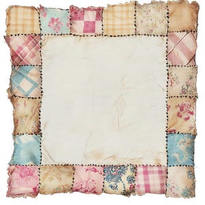 Patchwork Fabric Border PNG Clipart, 12x Quilted Frame Clip Art Set ...