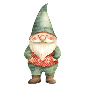 Watercolor Gnome Clip Art, 12x Cute Garden Gnome Clipart Set, Printable ...