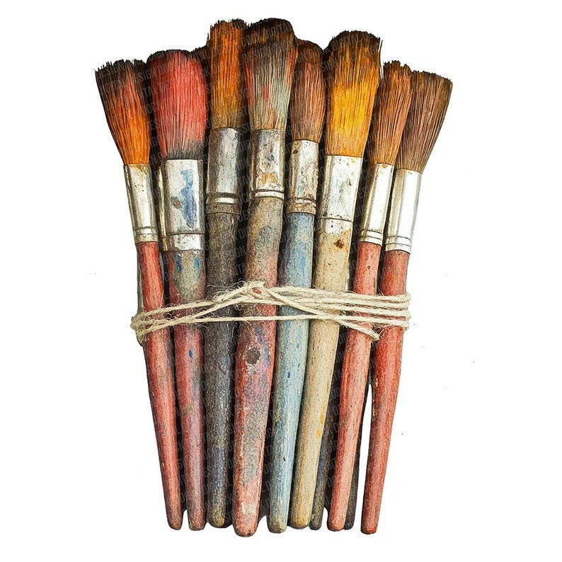 Paintbrush Bundle PNG Clip Art, 12x Used Artist Brush Clipart PNG Set ...
