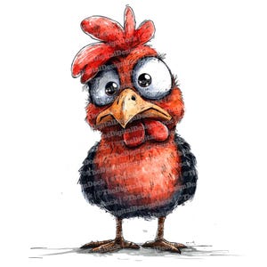 Funny Chicken Clip Art, 12x Watercolor Silly Chicken Clipart Set, Farm ...