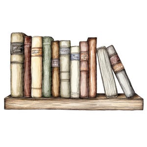 Vintage Bookshelf PNG Clipart, 12x Antique Book Clip Art Set ...